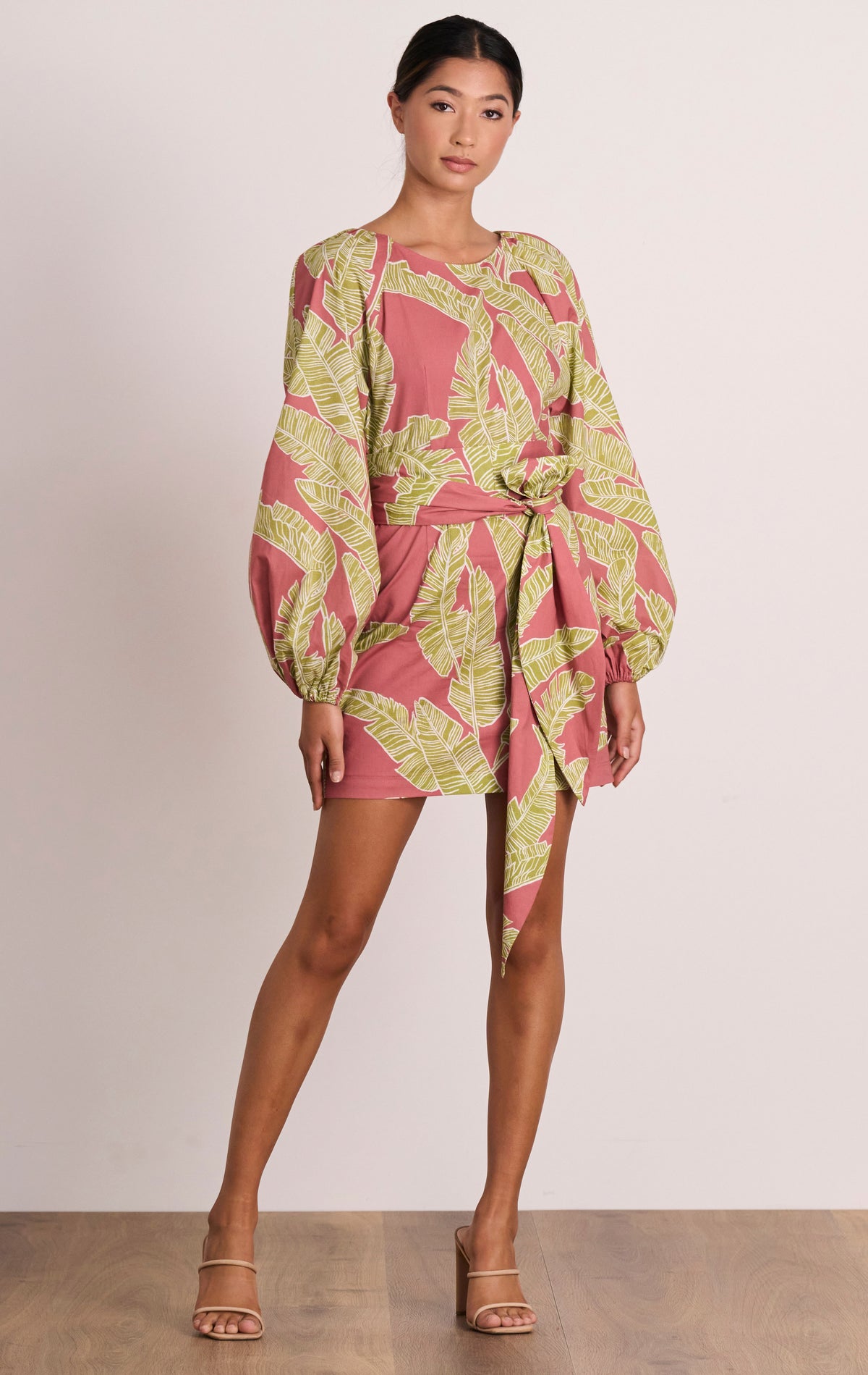 Garland Blush Pink Printed Long Sleeve Shell Mini Dress – PASDUCHAS