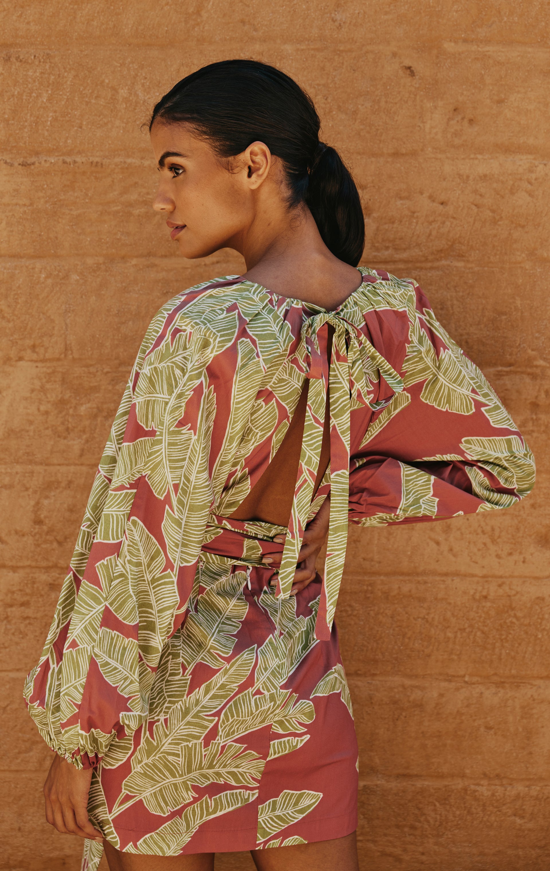 Garland Blush Pink Printed Long Sleeve Shell Mini Dress – PASDUCHAS